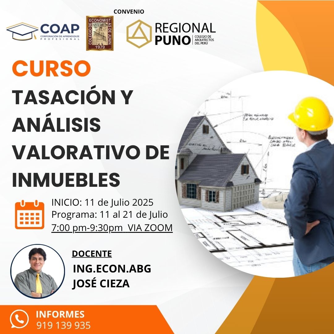 CURSO TASACIÓN Y ANÁLISIS VALORATIVO DE INMUEBLES